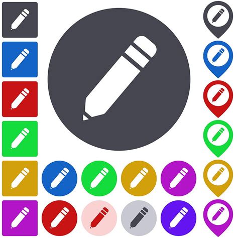 컬러 연필 아이콘 벡터 세트 Ai Eps Uidownload
