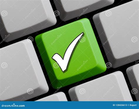 Tick Symbol On Computer Keyboard Stock Image Image Of Green