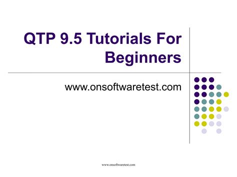 Qtp Tutorials Ppt Computer Software And Applications Computing