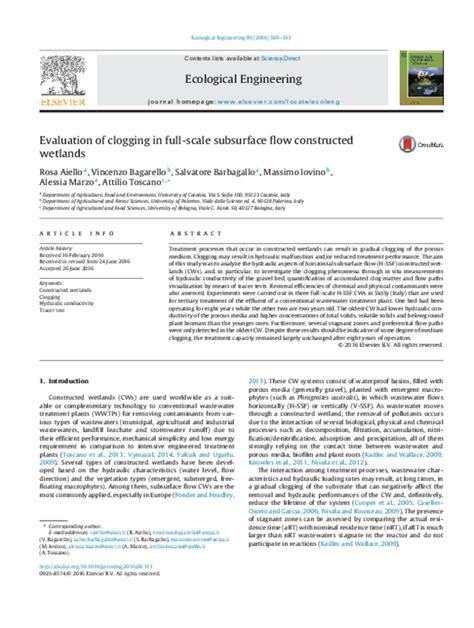 Pdf Evaluation Of Clogging In Full Scale Subsurface Flow Constructed