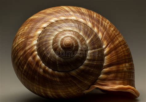 A Close Up Of A Large Snail Shell Displaying Tightly Coiled Spiral