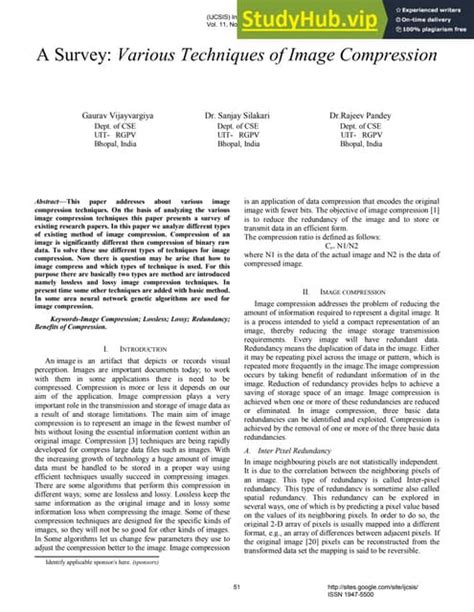 a survey various techniques of image compression pdf