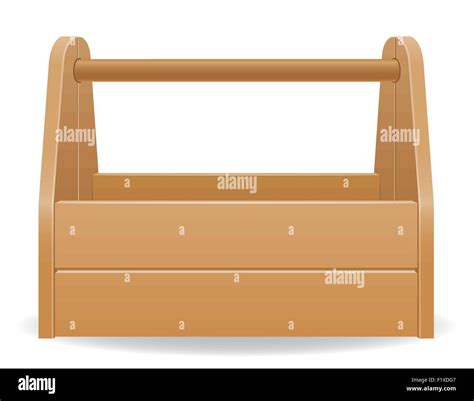 Wooden Tool Box Vector Illustration Isolated On White Background Stock