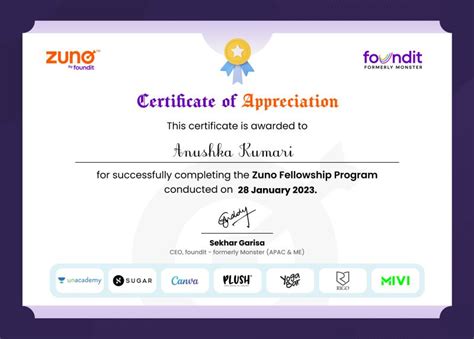 Thanks Zuno By Foundit For Providing Me This Opportunity To Learn And