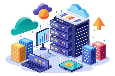 premium vector a modern data backup server setup is depicted complete