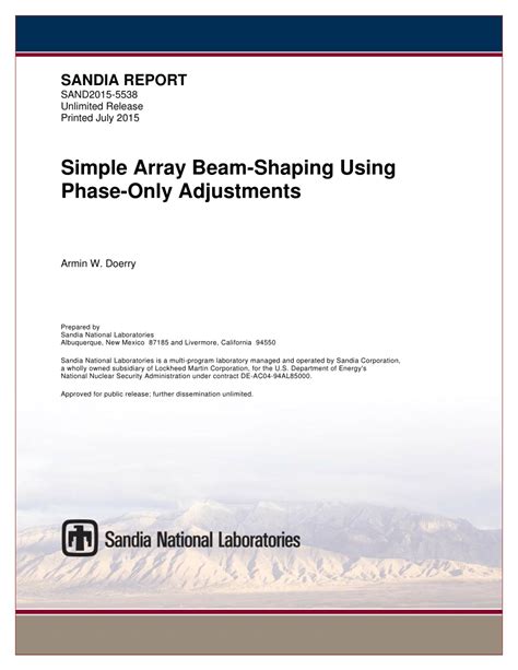 Pdf Simple Array Beam Shaping Using Phase Only Adjustments