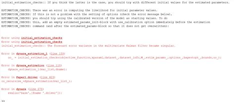 Error Using Initial Estimation Check Mlbayesian Estimation Dynare