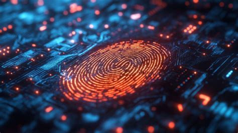 Digital Fingerprint On A Circuit Board Display Stock Illustration