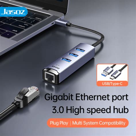 Jasoz Usb C Hub To Rj45 Ethernet Type C Usb Ethernet Lan Adapter Hub Cable Gigabit Lan Wired