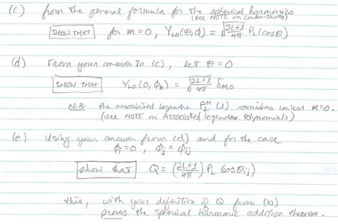 Solved д a A PROVE THE SPHERICAL HARMONIC ADDITION THEOREM Chegg