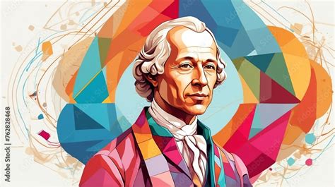 Leonhard Euler Portrait Colorful Geometric Shapes Background Digital