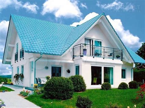 Синяя крыша дома: 72 фото