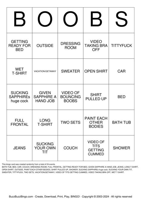 BOOBS Bingo Cards To Download Print And Customize