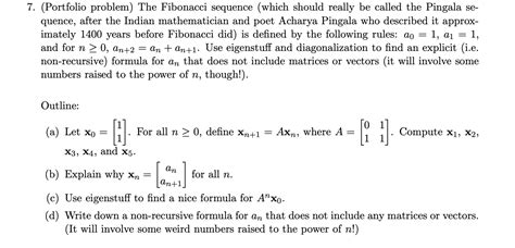 Solved 7 Portfolio Problem The Fibonacci Sequence Which