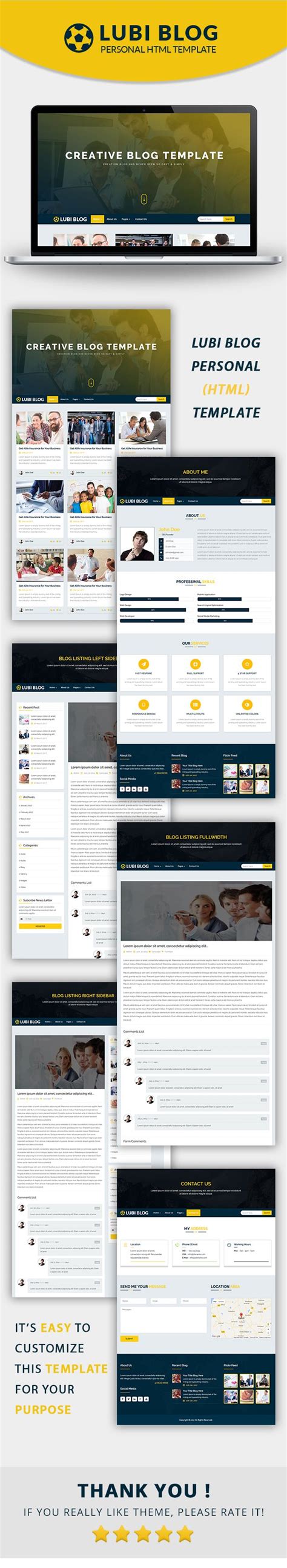 Lubi Personal Blog Html Template Creative Blog Blog Template Good