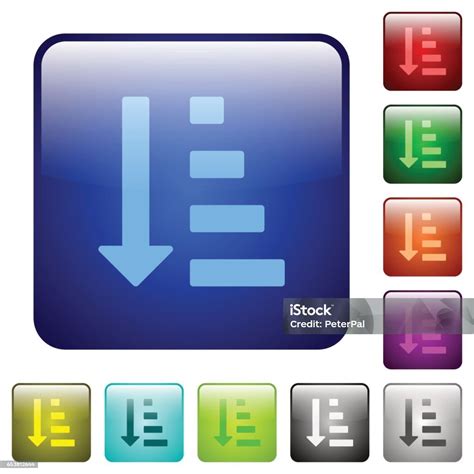 Ascending Ordered List Mode Color Square Buttons Stock Illustration
