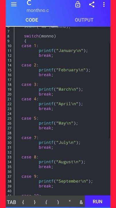C Program To Read Any Month Number In Integer And Display Month Name In The Word By Using