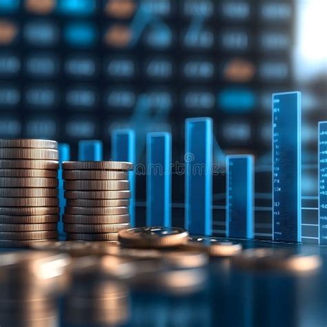 3d Coin Background With A Blue Finance Graph And Investment Bar
