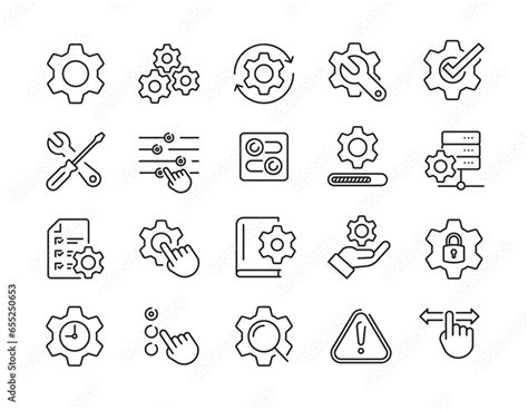 Setup And Setting Thin Line Icons Editable Stroke For Website Marketing Design Logo App