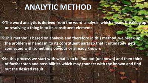 Analytic Method Ppt