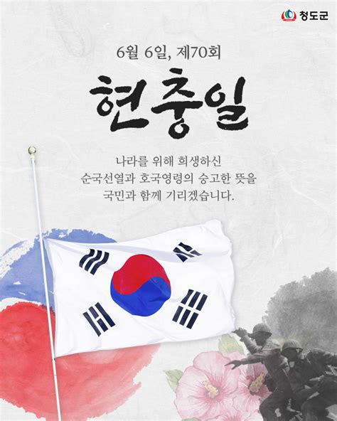 6월 6일 제70회 현충일 태극기 게양법 경상북도 청도군 웰로