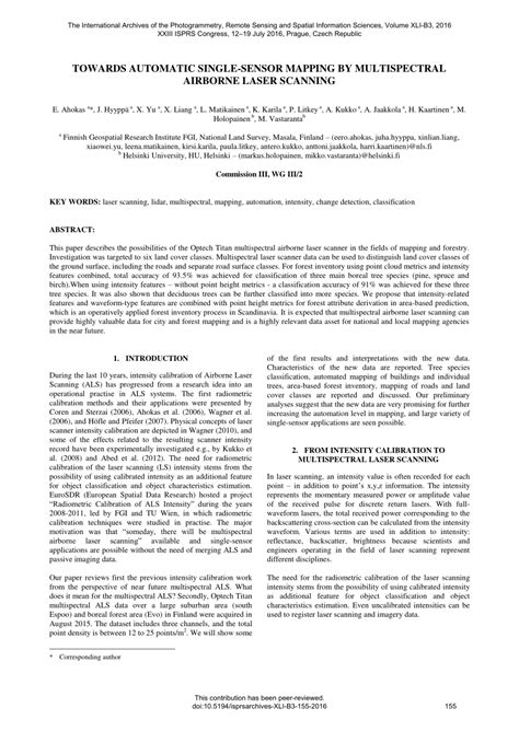 Pdf Towards Automatic Single Sensor Mapping By Multispectral Airborne Laser Scanning