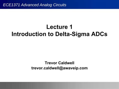PDF Lecture Introduction To Delta Sigma ADCs DOKUMEN TIPS