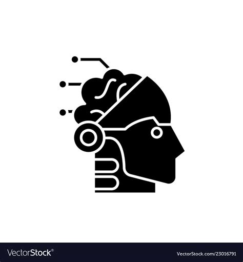 Artificial Intelligence And Robotics Black Icon Vector Image