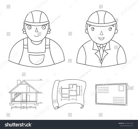 Engineerconstructor Construction Worker Site Plan Technical Stock