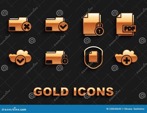 Set Folder And Lock Pdf File Document Add Cloud Document Protection Concept Cloud With Check