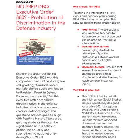 Executive Order 8802 Prohibition Of Discrimination In The Defense Industry