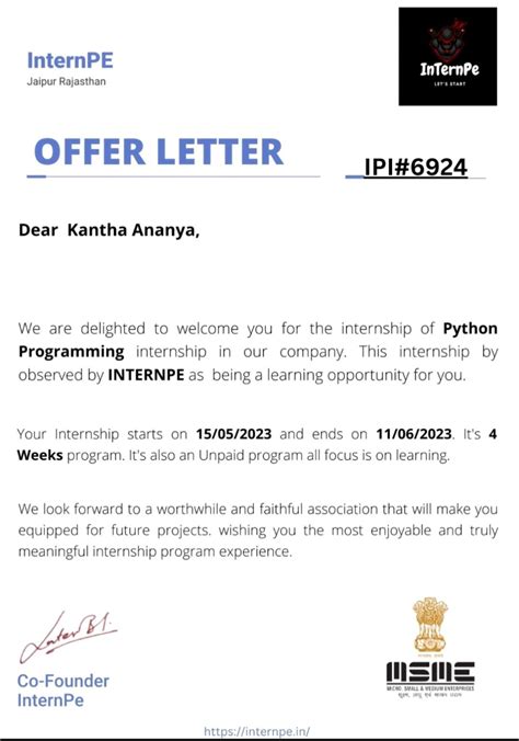 connections internpe internship experience share python