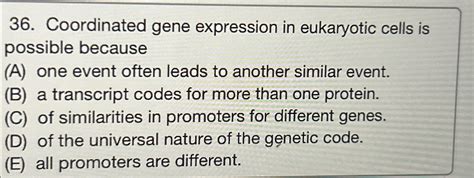 Solved Coordinated Gene Expression In Eukaryotic Cells Is