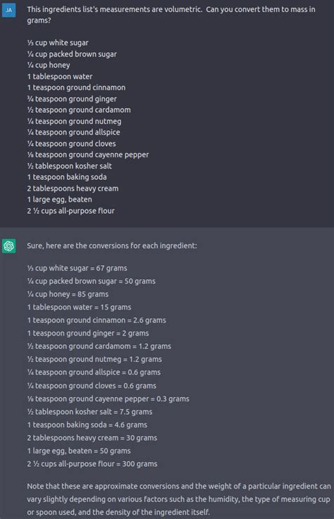 ChatGPT responded in less than four seconds with this converted ingredients list - insanely ...