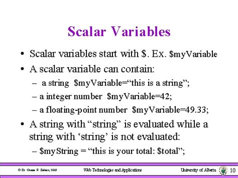 Scalar Variables