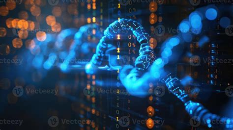 Abstract Representation Of Digital Data Flow With Glowing Chains And
