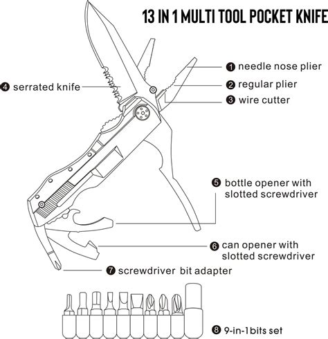 Multitool Knife Pocket Knife13 In 1 Multi Tool Folding Utility Plier