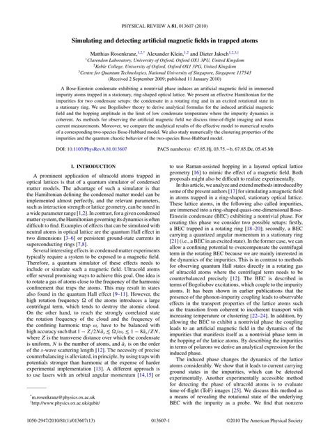 Pdf Simulating And Detecting Artificial Magnetic Fields In Trapped