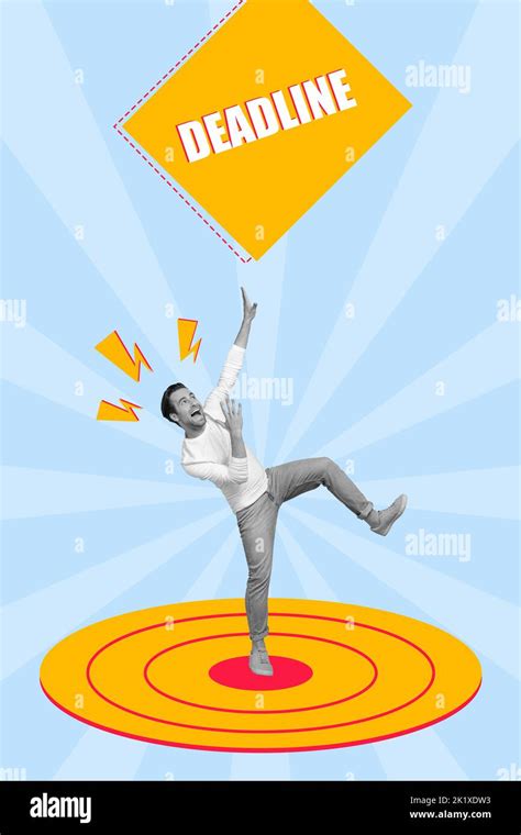 Vertical Creative Collage Image Of Afraid Man Freelancer Avoid