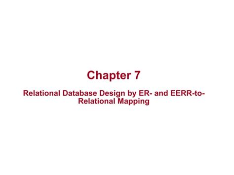 Er And Eer To Relational Mapping Ppt