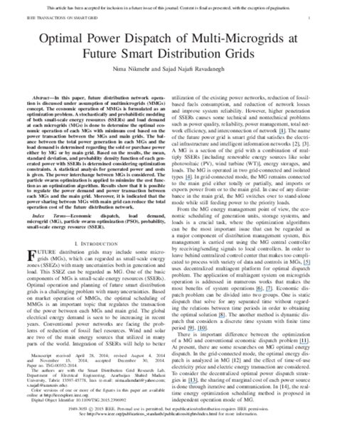 Pdf Optimal Power Dispatch Of Multi Microgrids At Future Smart