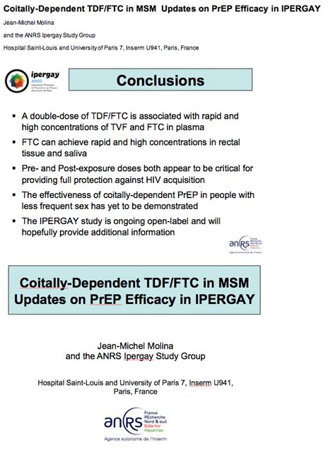 Ipergay Analysis Suggests Both Pre And Postsex TDF FTC PrEP Doses Needed For Full Protection
