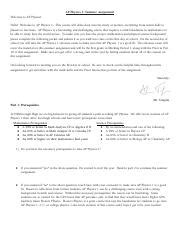 Guide To AP Physics Summer Assignment Course Hero