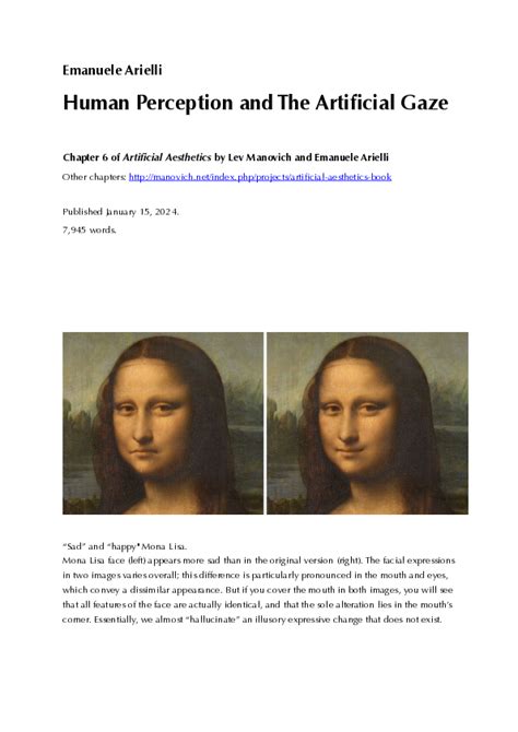 Pdf Human Perception And The Artificial Gaze Chapter 6 Of Artificial Aesthetics Generative