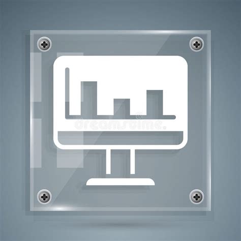 White Computer Monitor With Graph Chart Icon Isolated On Grey Background Report Text File