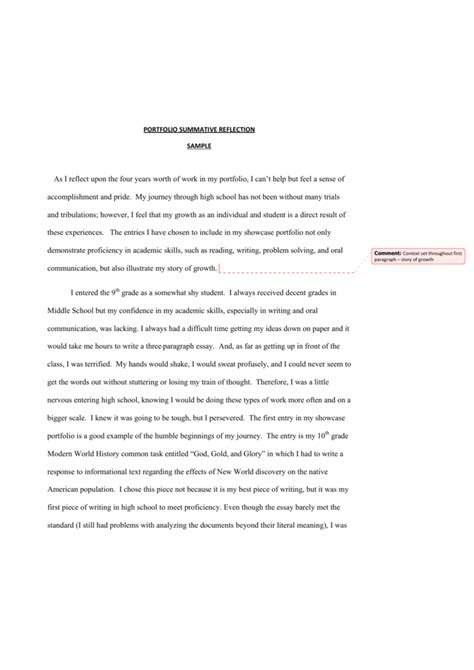 Writing A Reflection Paper Sample