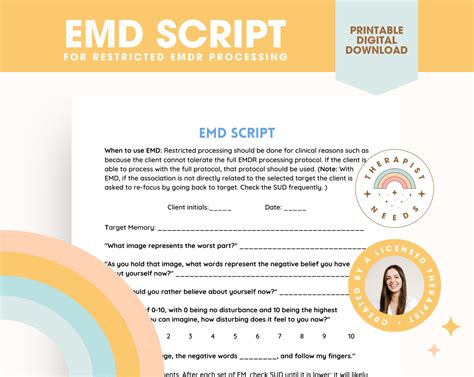 Emdr Script For Emd Emdr Resources Emdr Worksheets Trauma Therapy
