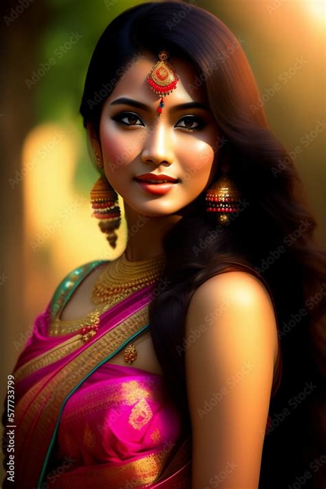 Beautiful Girl Face Eye Hair Portrait Cute Natural Assets Indian Women With Traditional Dress