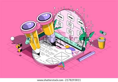 Ux Design Concept 3d Isometric Outline 库存插图 2178293811 Shutterstock