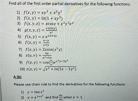 Solved Find all of the first order partial derivatives for | Chegg.com